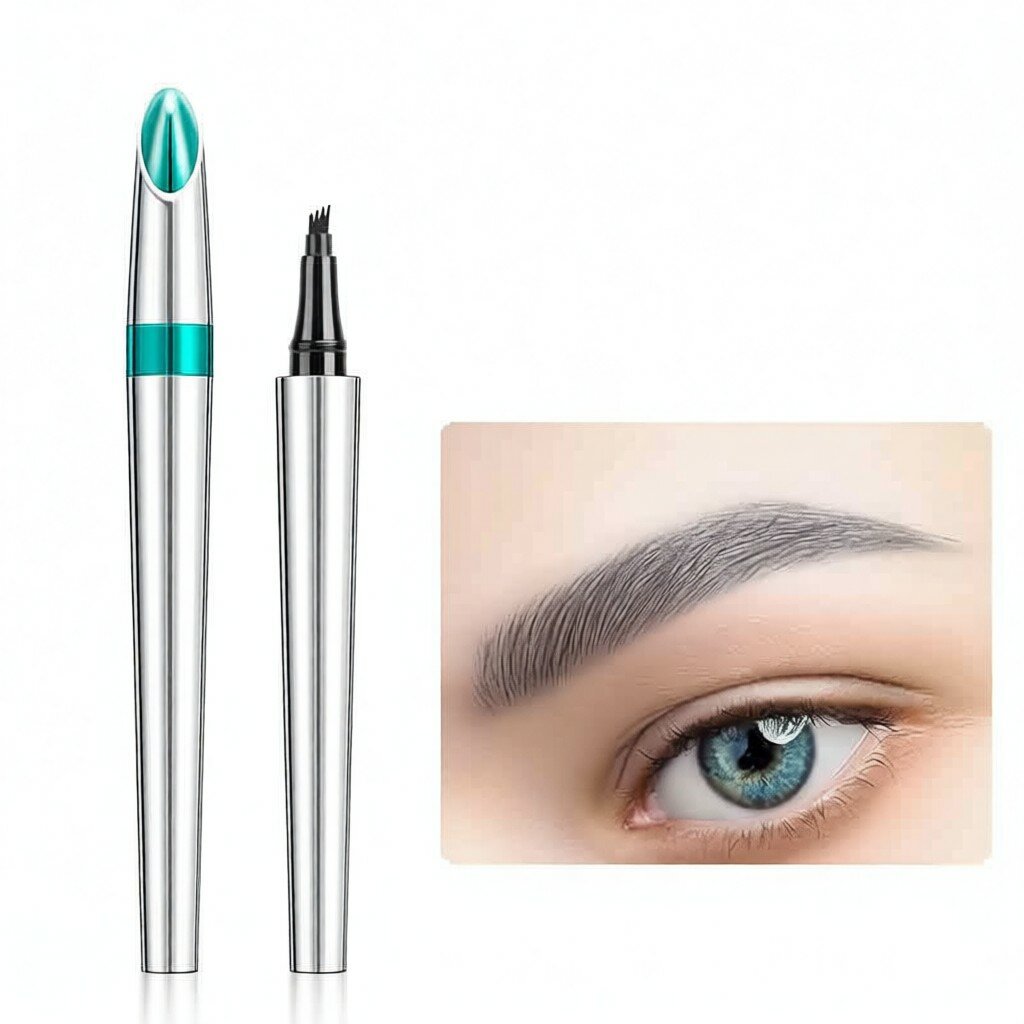 Карандаш для бровей 4-точечный, жидкий цветной тинт, водостойкие чернила для микро-бровей, наконечник для макияжа 3D, татуировка, стойкий к размазыванию, маркер для бровей с микро-ламинатом для повседневного естественного вида.