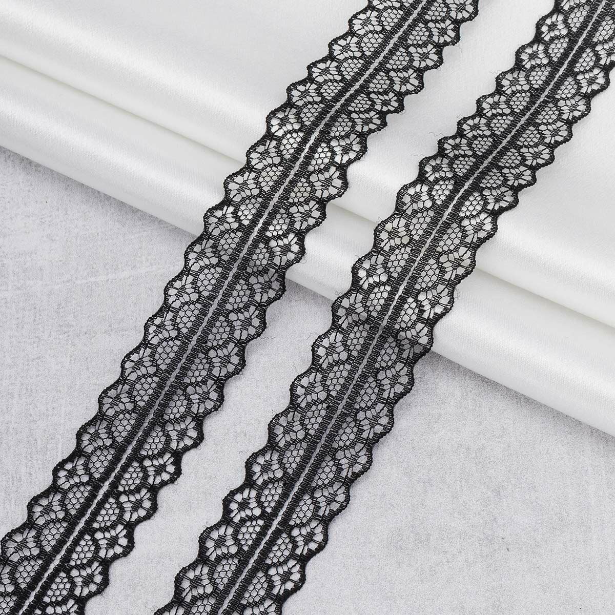 Кружево капроновое для шитья и рукоделия, цвет черный, 3 см х 13,72 м