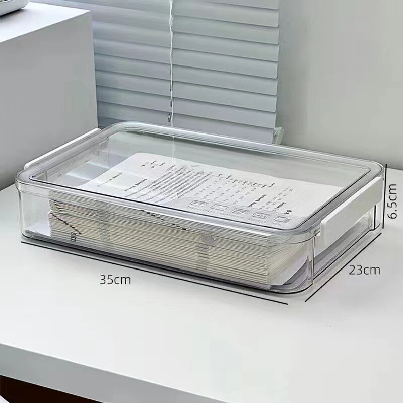 Прозрачный пластиковый ящик для хранения документов А4 — многослойный, антипыльный