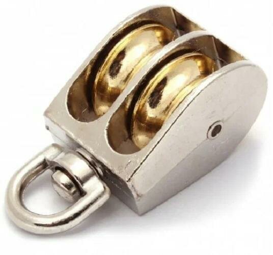 Удлинитель силовой партнер блок-ролик для троса, двойной, диаметр 20 мм, металлический шкив, троса 6 мм, оцинкованный