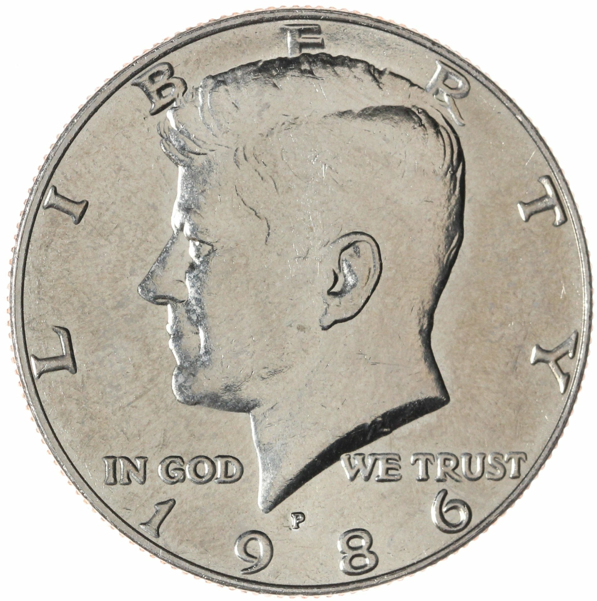 США 50 центов 1/2 доллара, half dollar 1986 P Kennedy Half Dollar Кеннеди знак монетного двора "P" - Филадельфия, Медь, в сохранности UNC