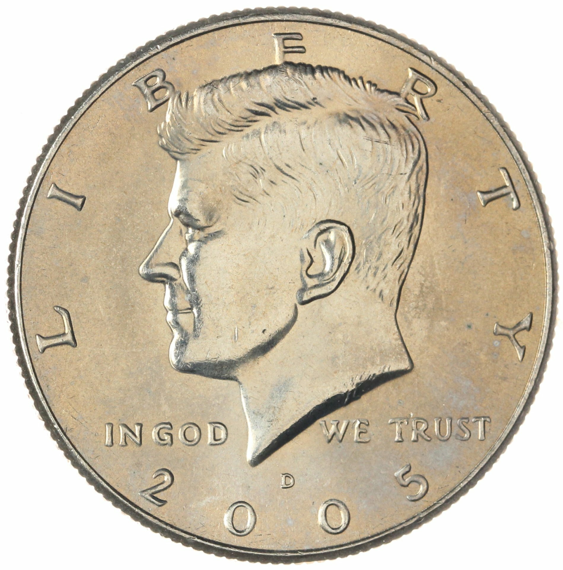 США 50 центов 1/2 доллара, half dollar 2005 D Kennedy Half Dollar Кеннеди знак монетного двора "D" - Денвер, Медь, в сохранности AU-UNC