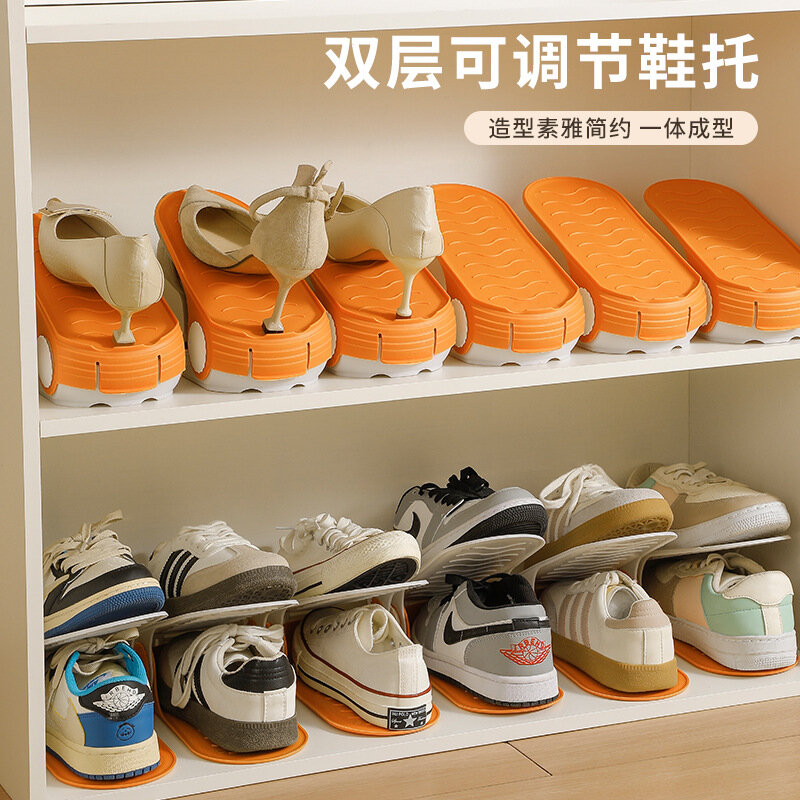 Новая многослойная регулируемая обувная полка, двухслойный складной держатель для обуви, домашний обувной шкаф, экономия пространства, артефакт хранения