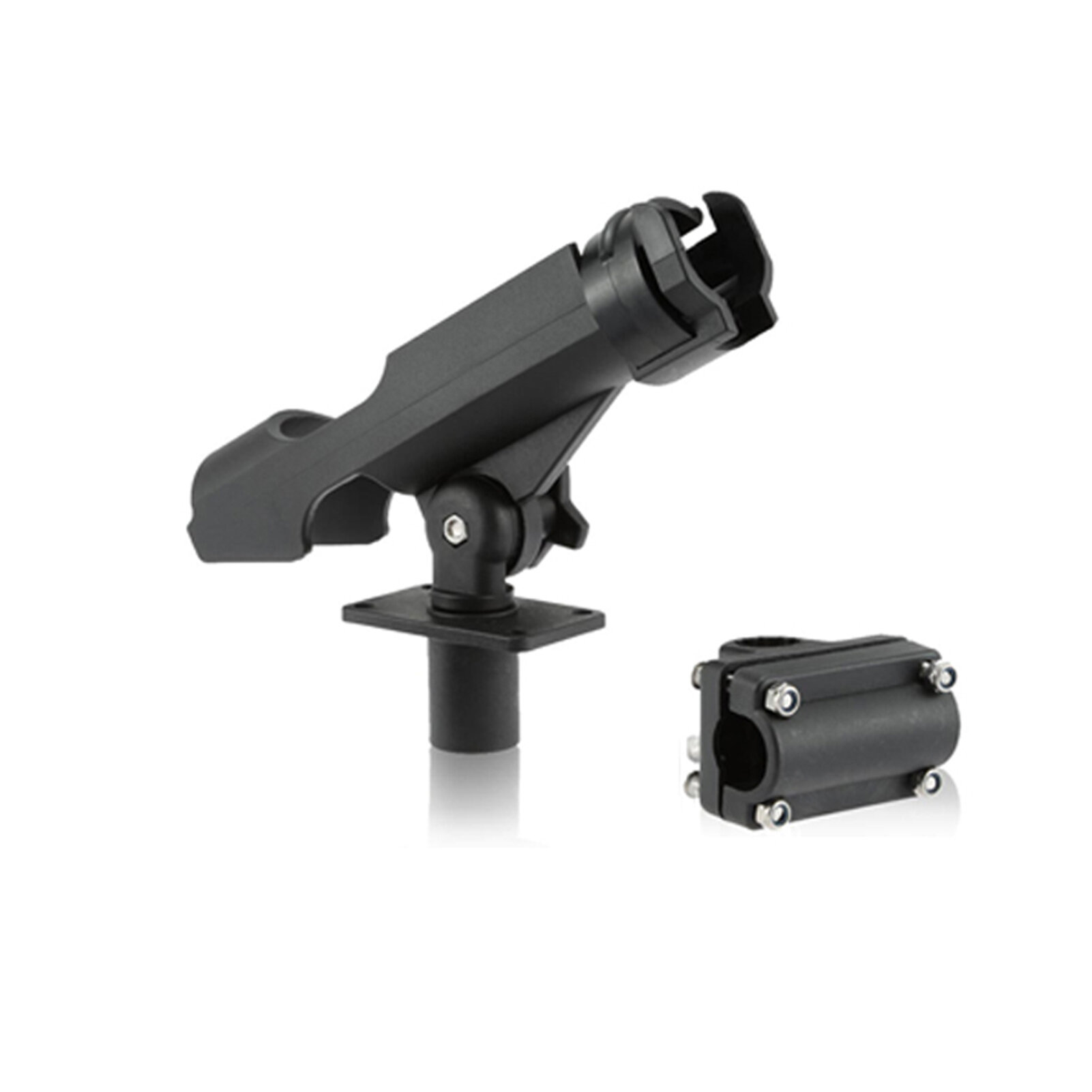 Крепление для удочки регулируемое 360° вращающееся для каяка, рельса, лодки, инструмент поддержки для рыбалки, аксессуар, кронштейн для пола, черный, размер 25*12*10см, вес 430г, в комплект входят 1 крепление для удочки