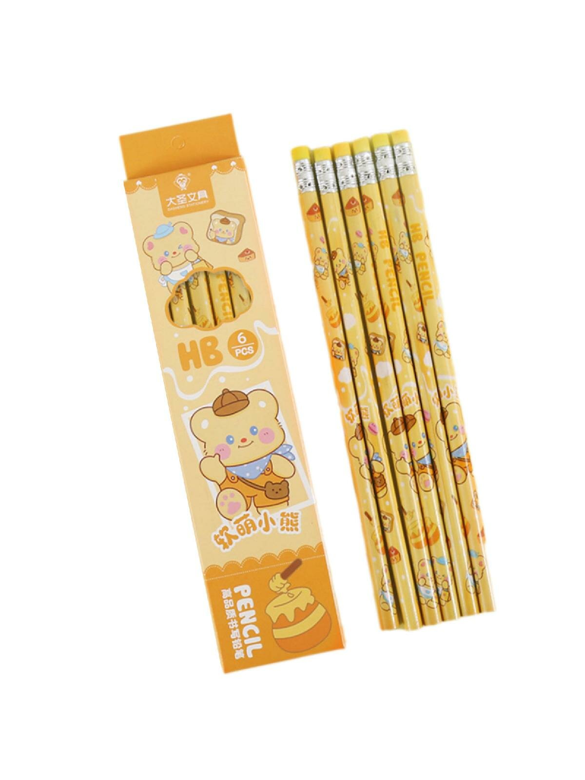 6ШТ Мультяшный деревянный карандаш Эргономичная ручка карандаши для рисования для рисования