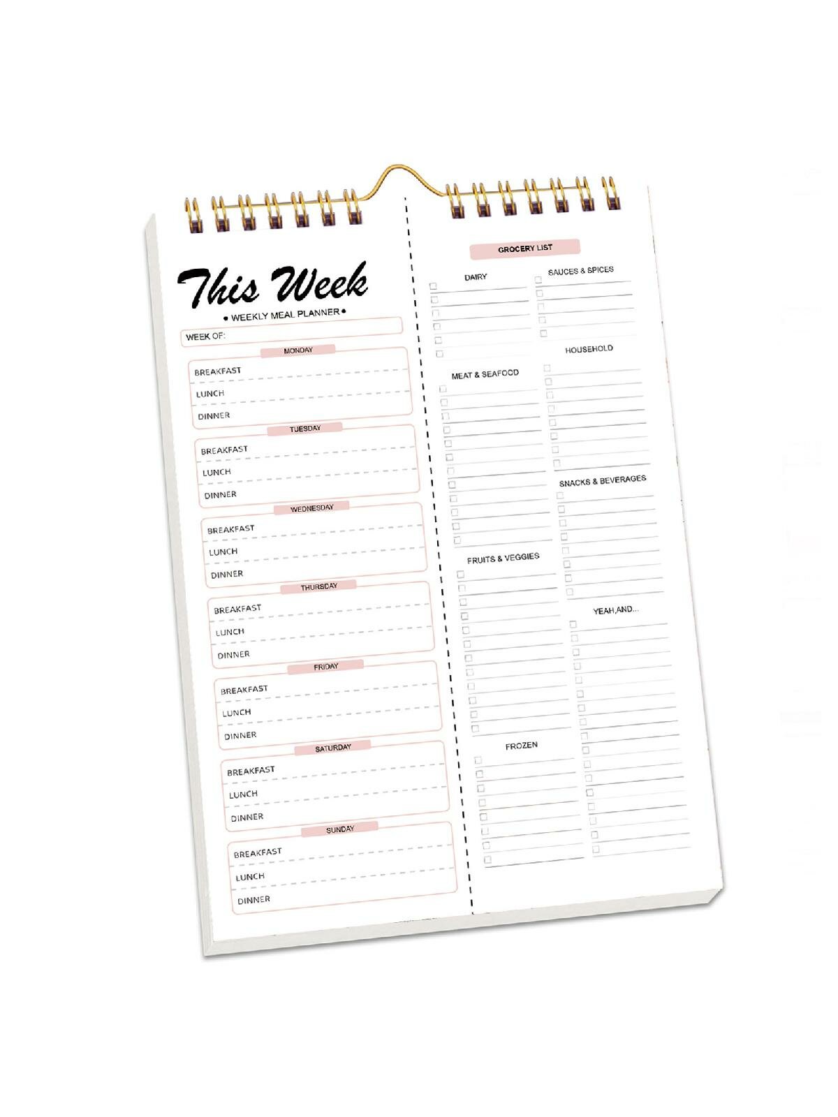 Блокнот для планирования питания со съемным настенным крючком для списков покупок