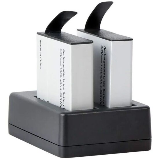 Аккумуляторы Akaso для экшн-камеры Brave 4 Pro/V50X, 2x1350 мАч с двойным зарядным устройством USB