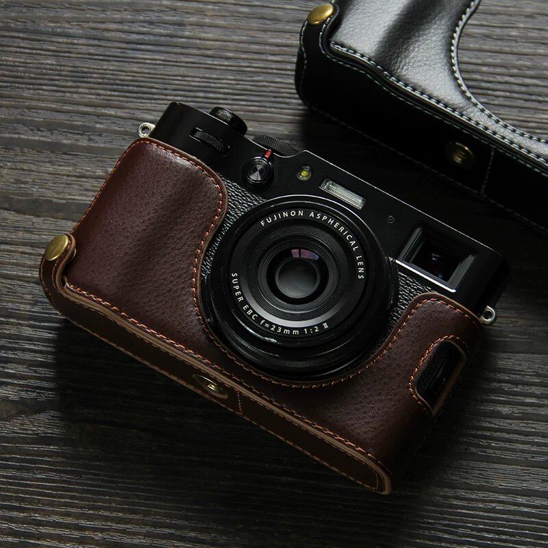 Чехол для камеры Fuji X100VI, кожаный чехол для XT30III/x100v, защитный кожаный чехол для X100F, XT50 Коричневая