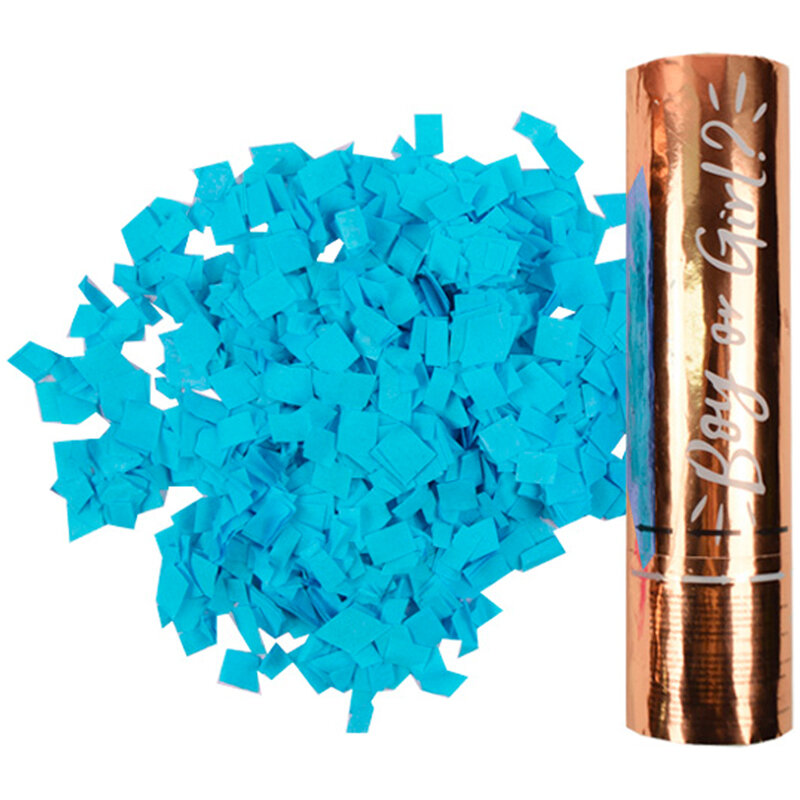 5 шт. Хлопушка пневматическая ПатиБум "Мальчик или Девочка. Blue", 20см, в золотой картонной тубе, фольга