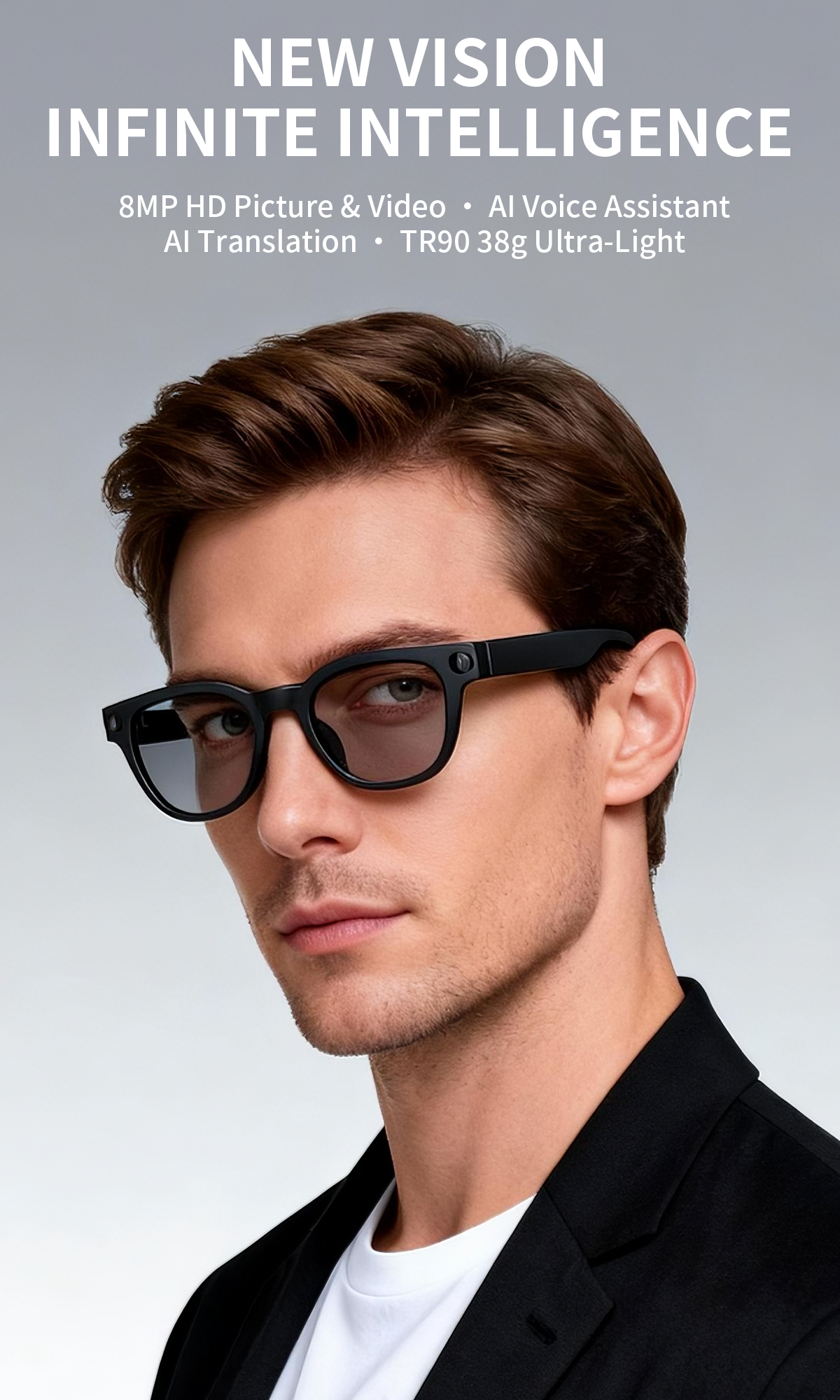 Новые умные очки с шумоподавлением, камерой мощностью 800 Вт, вызовом по Bluetooth