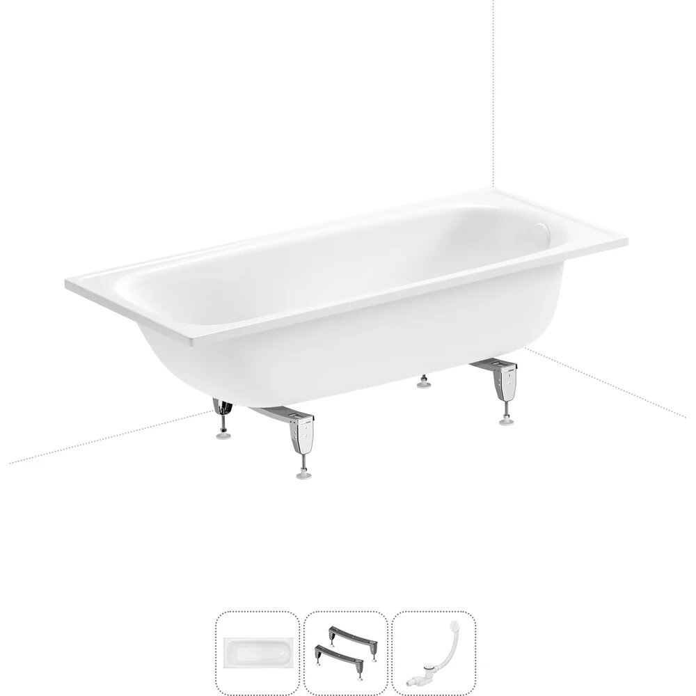 Стальная ванна 160х70 см Sanitana BLB Europa 20220638R в наборе 3 в 1 20220638R