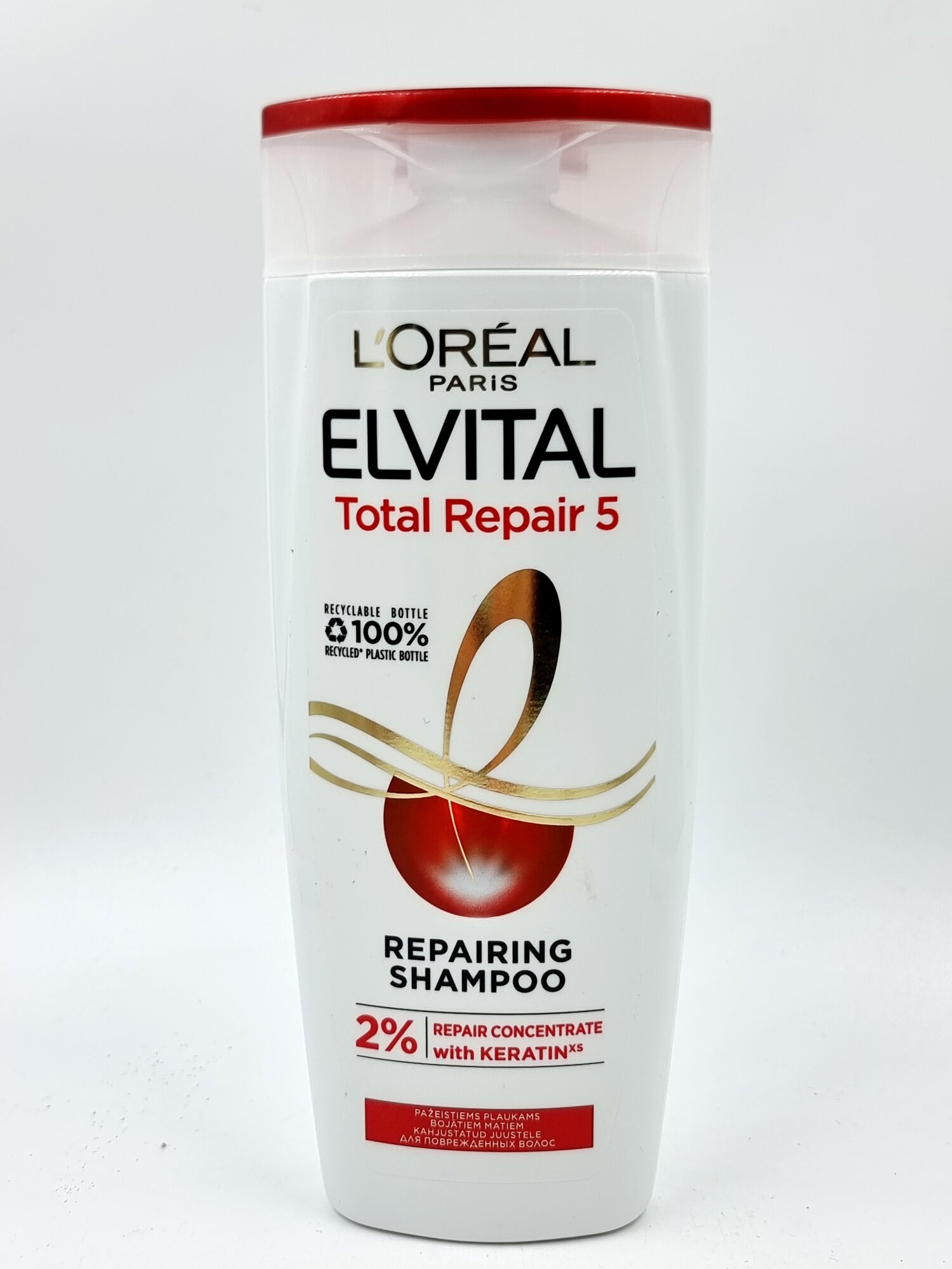 Восстанавливающий шампунь Elvital Total Repair 5 с керамидами для поврежденных волос 250 мл (Франция)