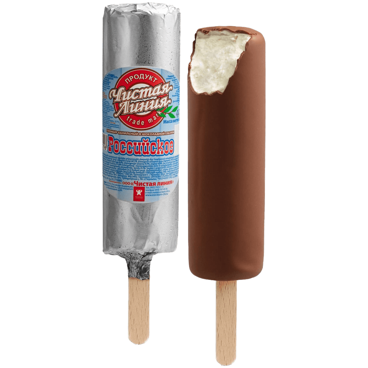 Мороженое Чистая Линия пломбир ванильный в молочном шоколаде эскимо 80 г