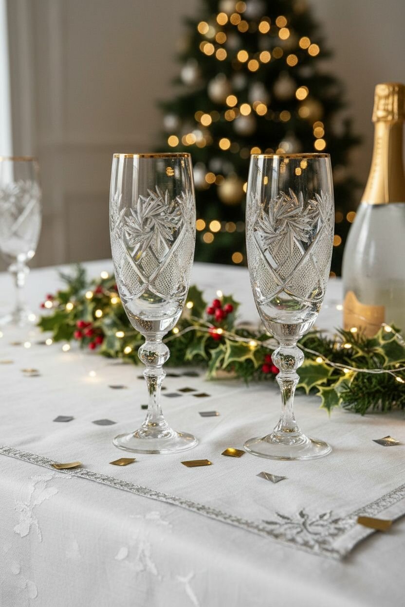 Бокалы для шампанского, игристых вин и коктейлей хрустальные, объем 200 мл. набор 2 шт. Неман 6701 1000/1 золото