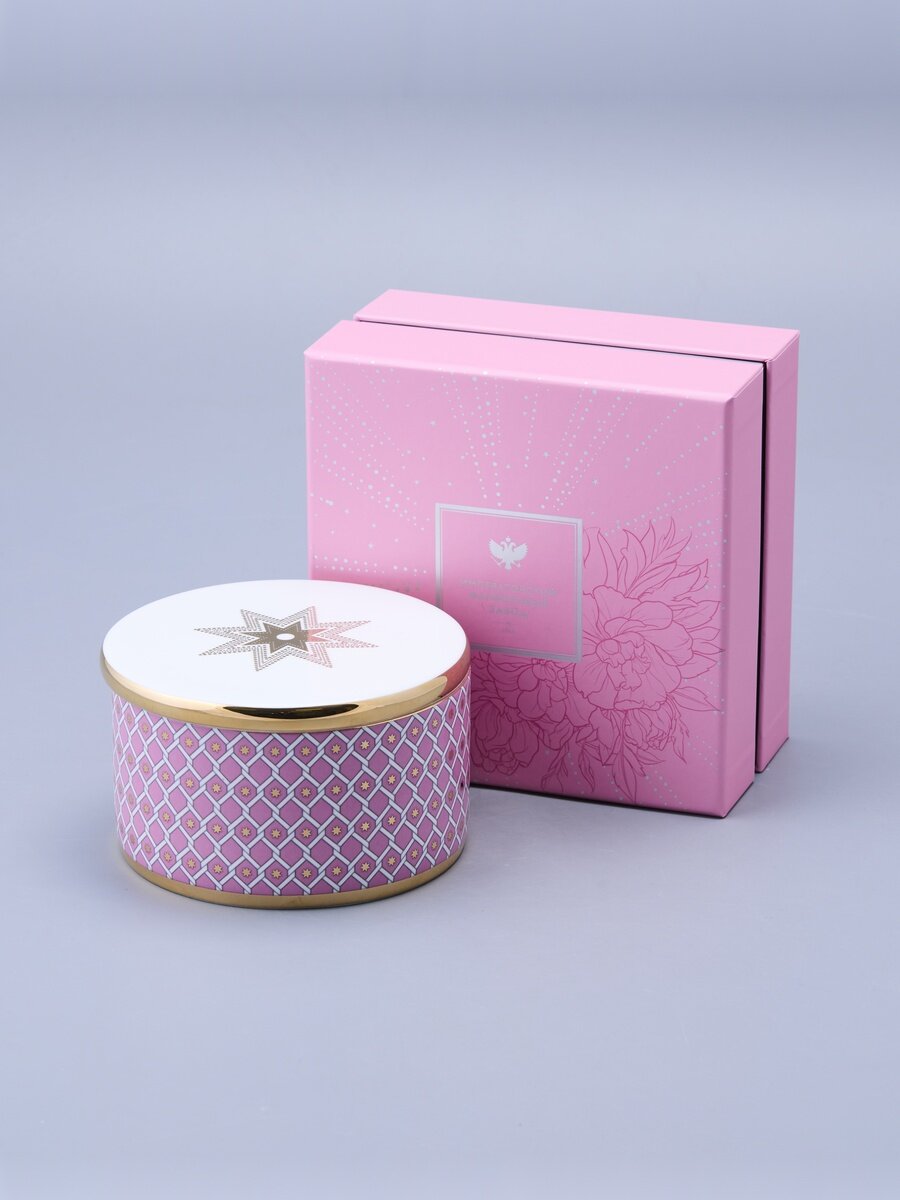 Шкатулка "Астра 2" форма Идиллия, диаметр 13.5 см, Императорский фарфоровый завод