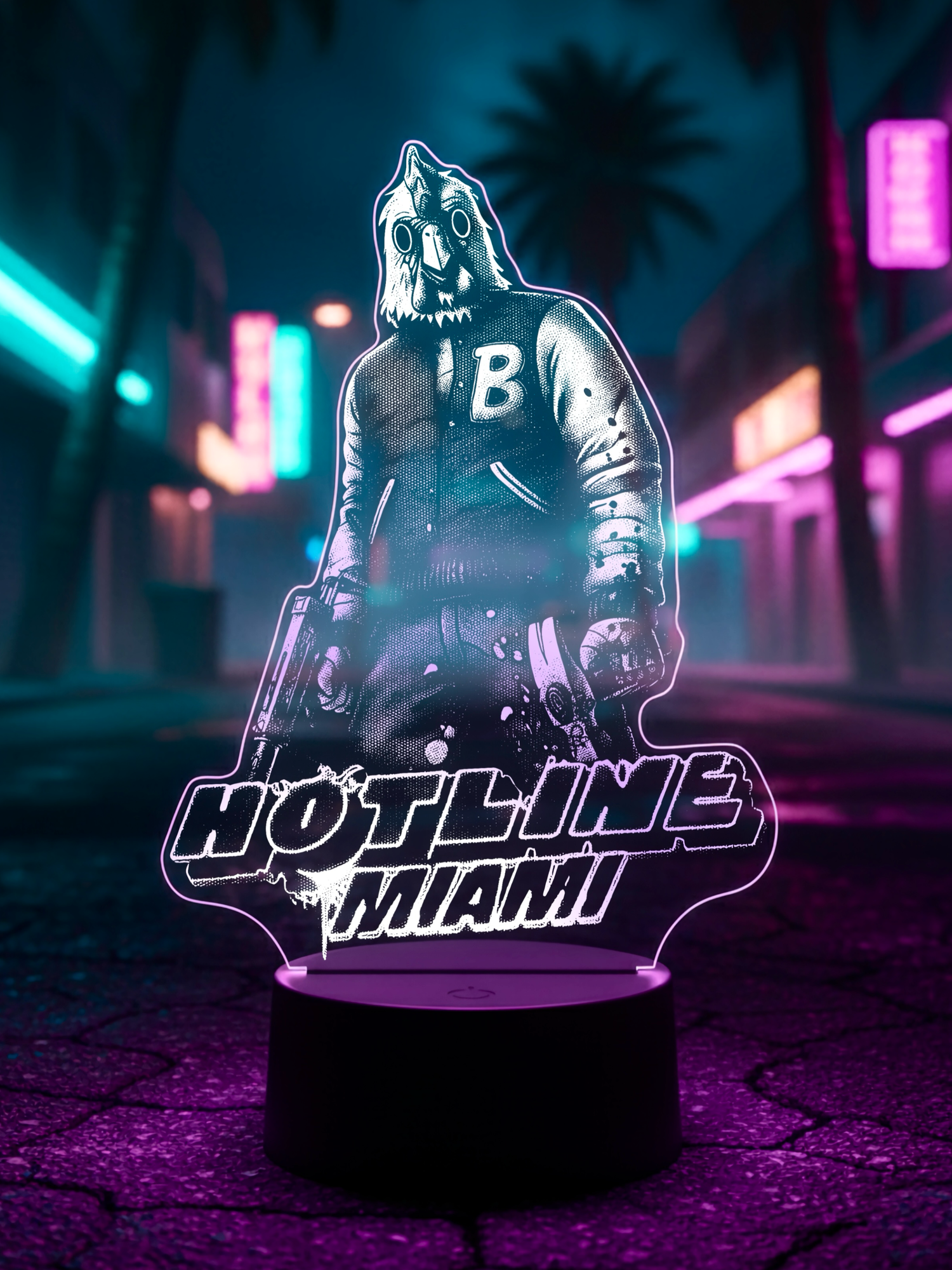 Ночник Игра Хотлайн Майами - Hotline Miami. Подарок геймеру — декор для игровой комнаты с символикой популярных игр, узнаваемыми персонажами и атмосферой киберспорта.