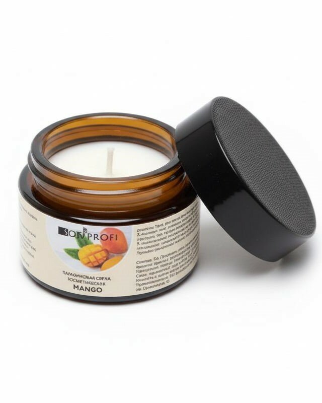 Парафиновая свеча косметическая Манго Sofiprofi Cosmetic Paraffin Candle Mango, 30 мл