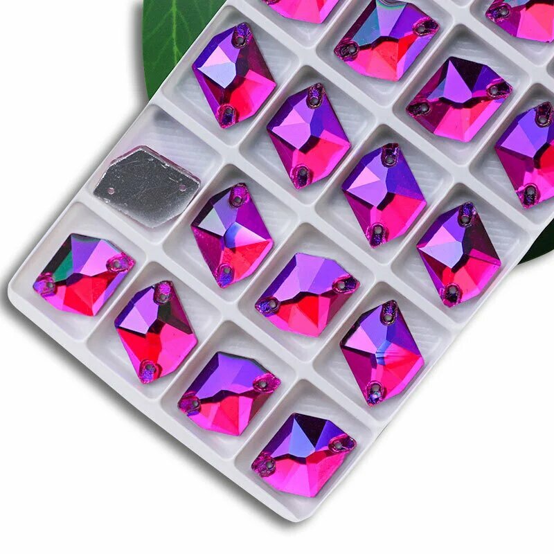 Стразы 8x10mm фиолетовые, Rose Red AB, 48шт