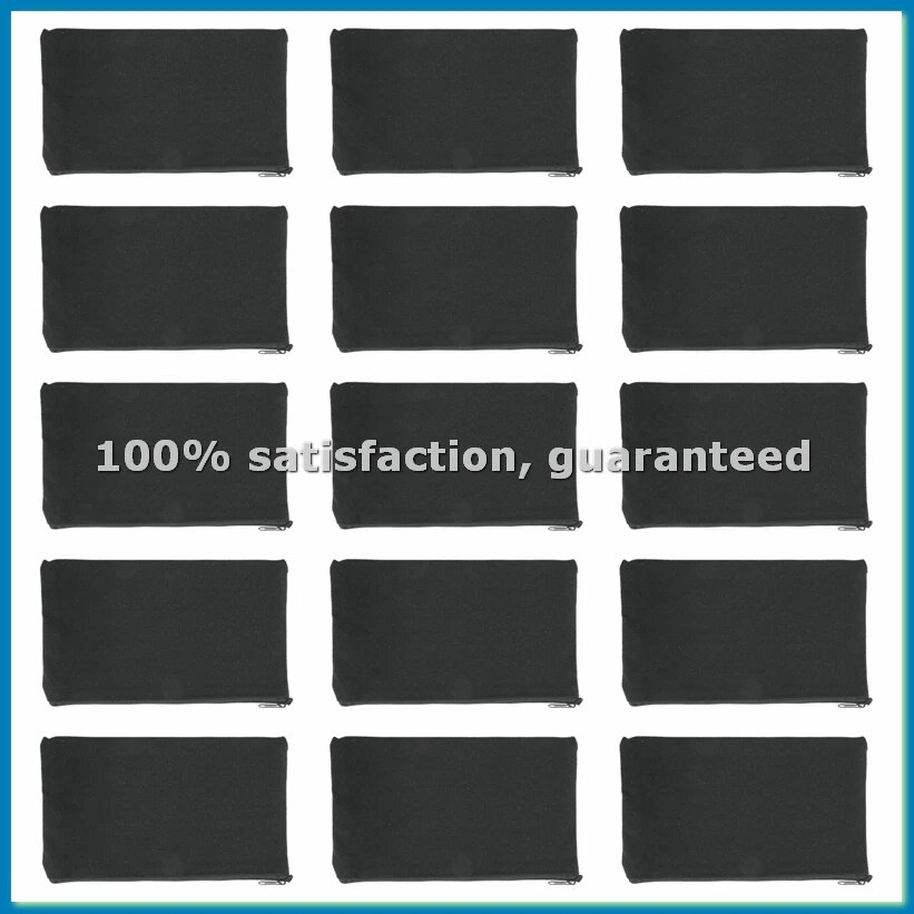 Набор из 15 черных холщовых сумок-пеналов 8,3x4,7 дюйма на молнии для хранения канцелярских принадлежностей, для граффити, DIY, подарочная сумка - ABWY