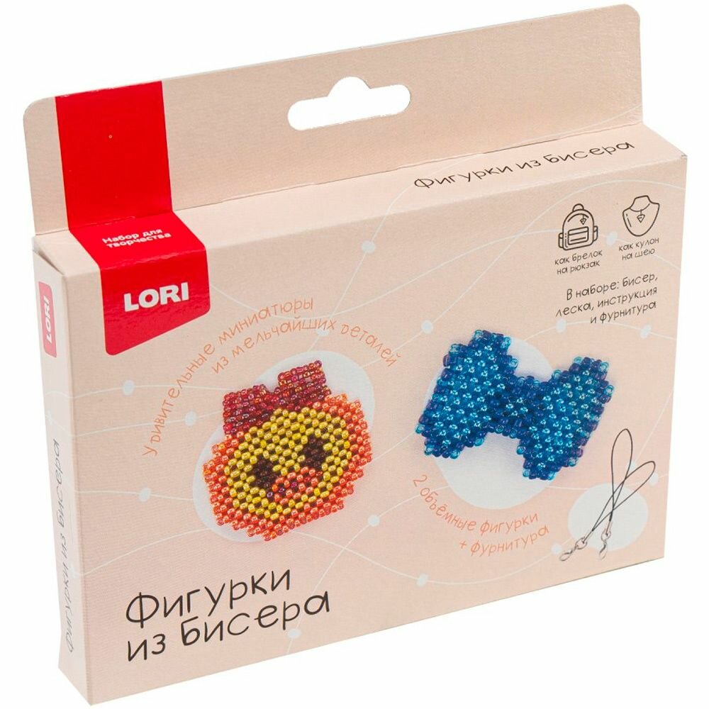 Фигурки из бисера LORI Набор для творчества Брелоки Уточка, бантик, для детей от 5 лет Бис-110