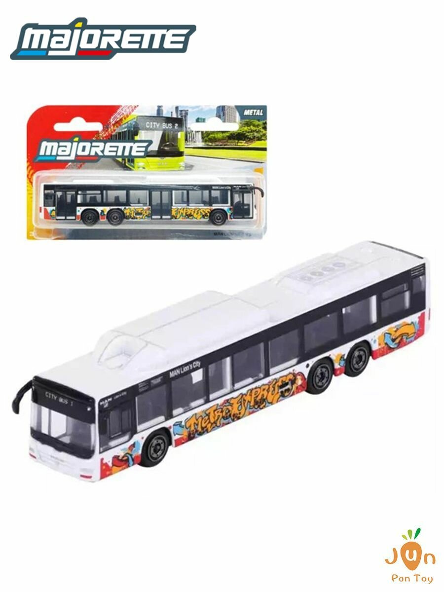Majorette City Bus MAN Lion's City C White / Металлическая игрушечная машинка Городской автобус для детей. Модель белого цвета, длина 13 см. Идеально подходит в качестве подарка на день рождения.