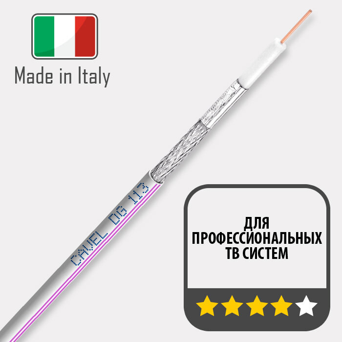 Кабель коаксиальный CAVEL DG 113, отрез 40 м, (белый)