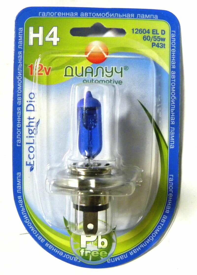 Лампа H4 12V 60/55W P43t 5000К / Диалуч / 12604ELDio