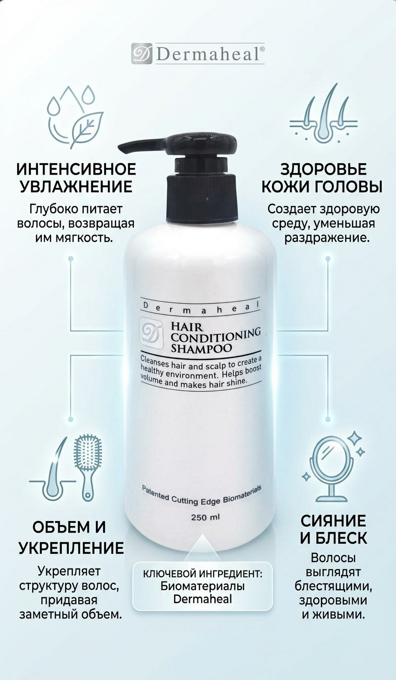 Шампунь Dermaheal, для всех типов, против выпадения, укрепление, 250мл