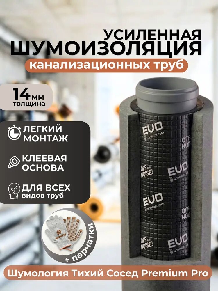 Шумоизоляция для канализационных труб. Набор Шумология Тихий Сосед Premium Pro для всех типов труб. Звукоизоляция канализации.