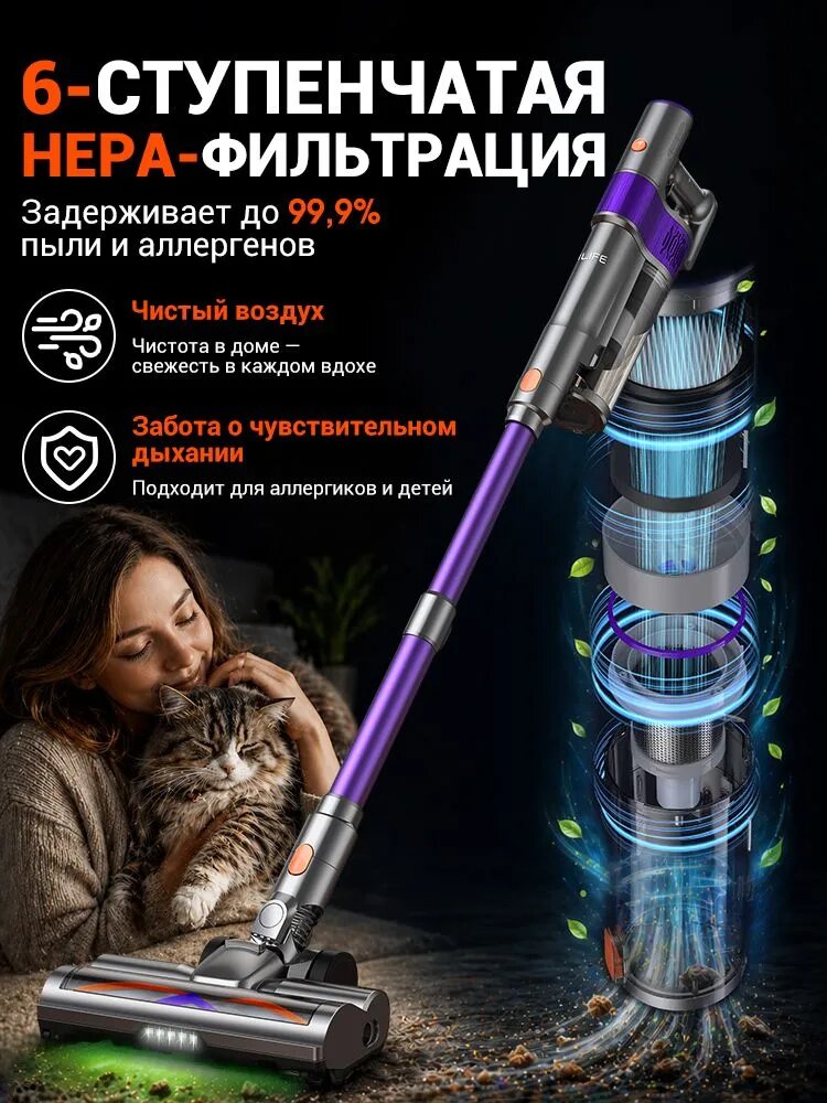 Вертикальный пылесос с автоматической базой самоочистки: уборка без рук