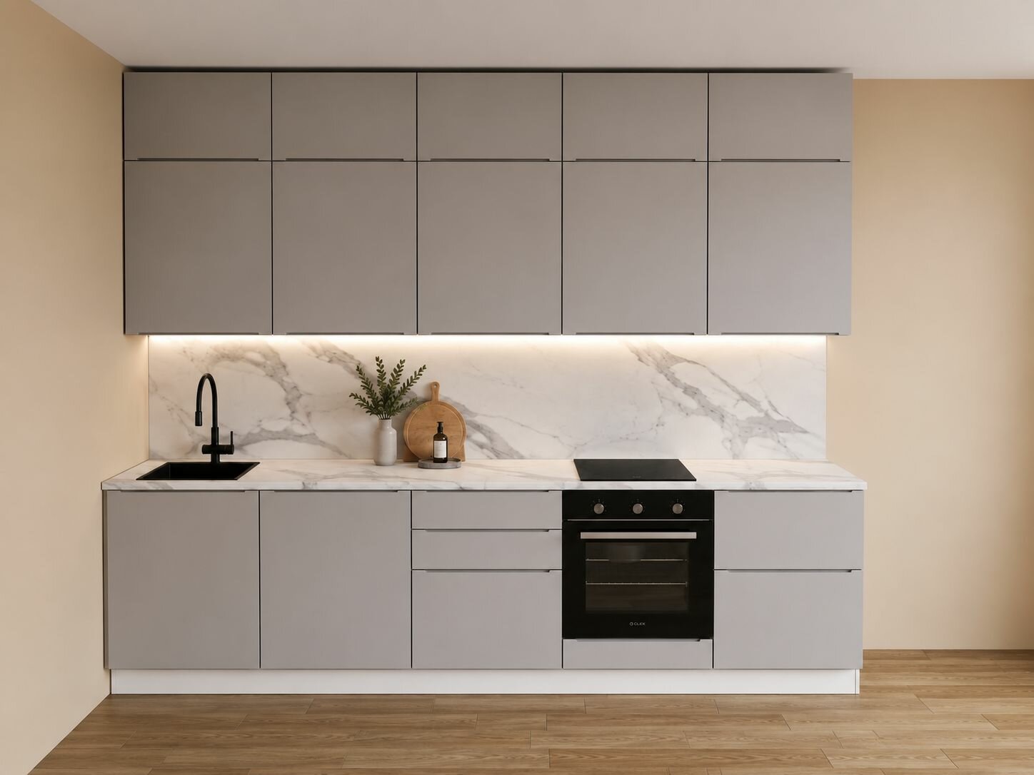 Кухонный гарнитур Фьюжн Silky Light Grey, 3000 мм