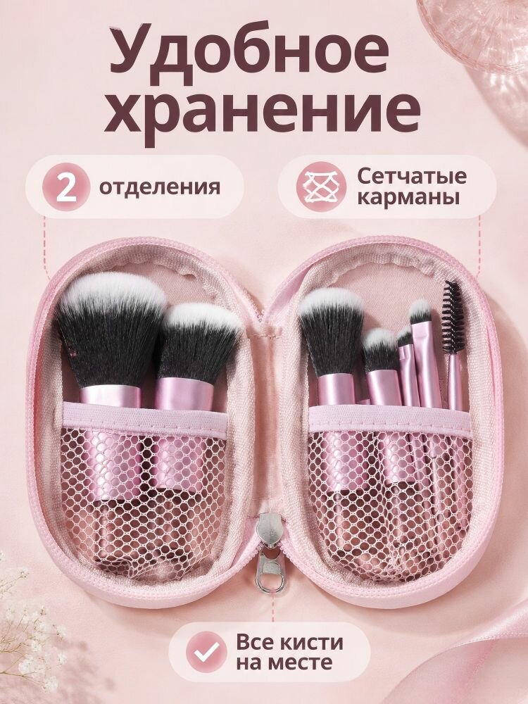 Розовый набор кистей для макияжа с прозрачной акриловой ручкой, 10 шт. + сумка-рюкзак с застежкой-молнией