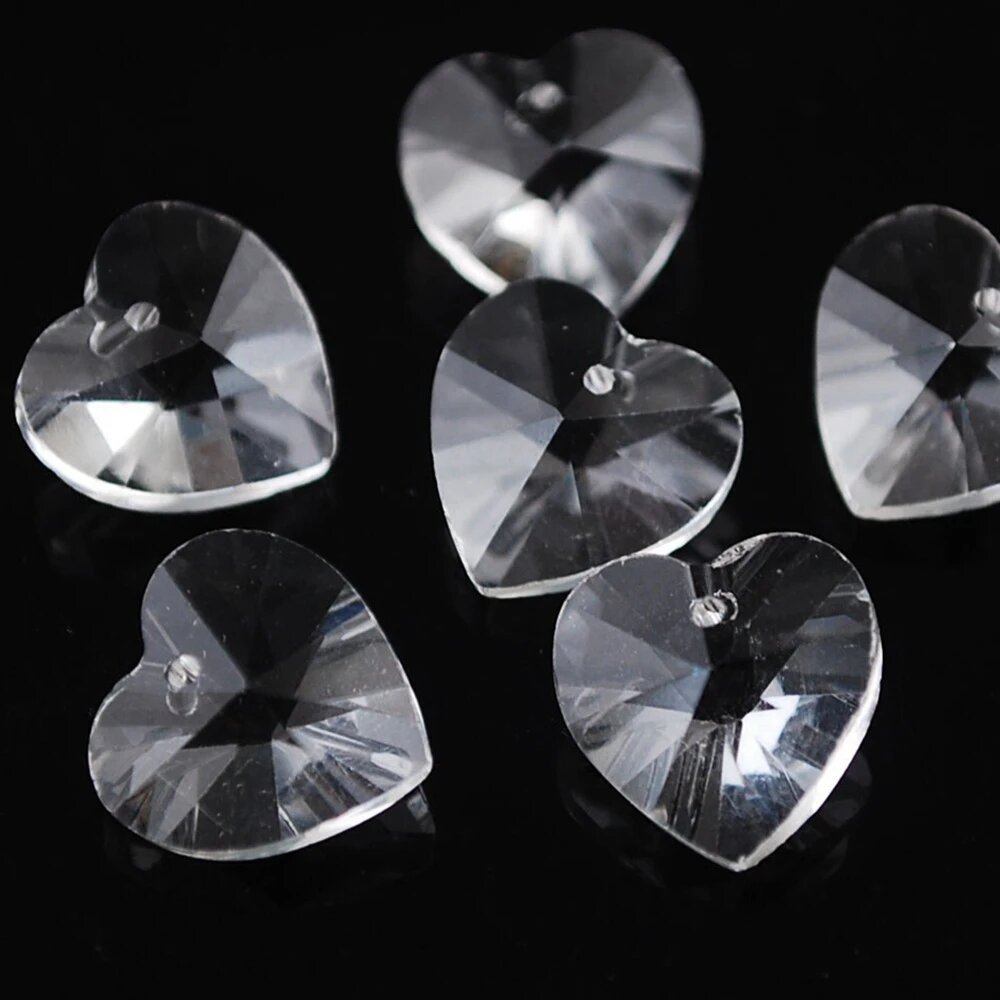 Хрустальные бусины в форме сердца Weargolsil 10 мм / 14 мм 10MM-10PCS, Прозрачный, Clear