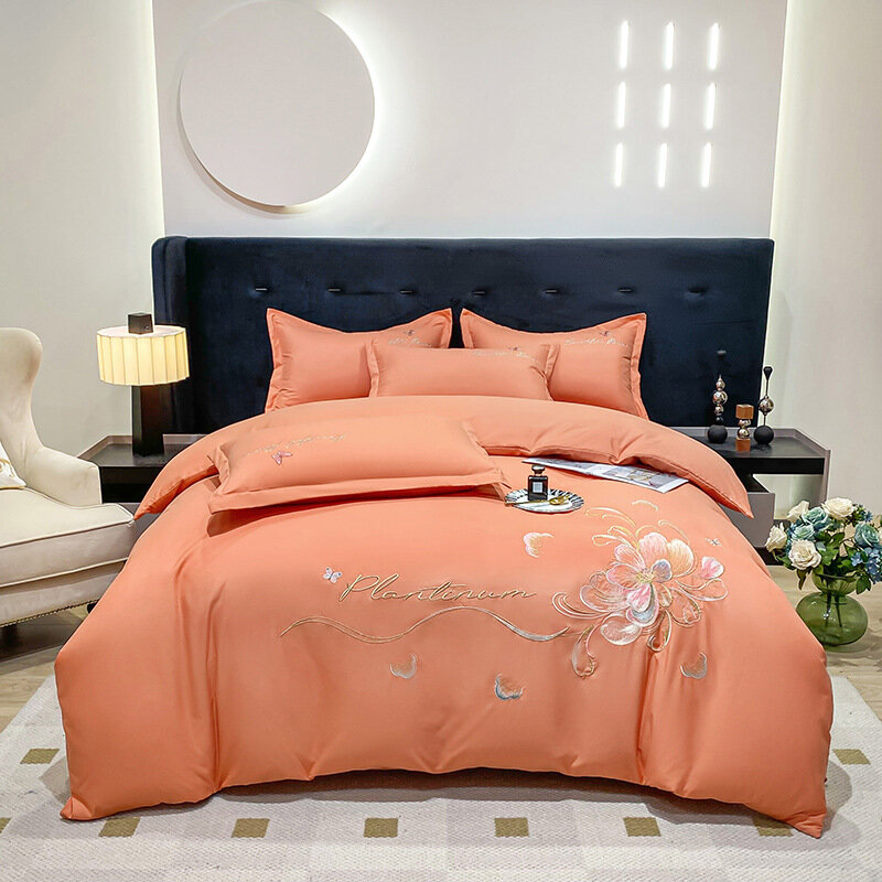 Комплект постельного белья из четырех предметов с вышивкой и ворсом, утолщенный и теплый для осени и зимы, изысканный комплект пододеяльника с вышивкой, приятный на ощупь, идеально подходит для спальни.