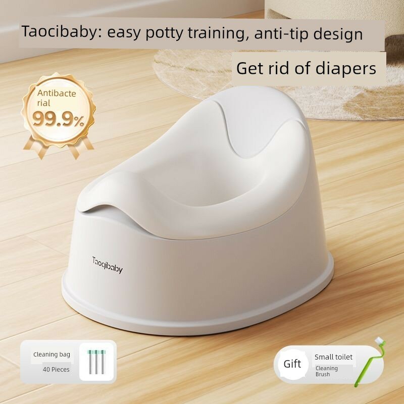 Taoqibaby Детский унитаз для тренировки мальчиков и девочек в цвете сейдж-грий с щеткой и 40 чистящими пакетами