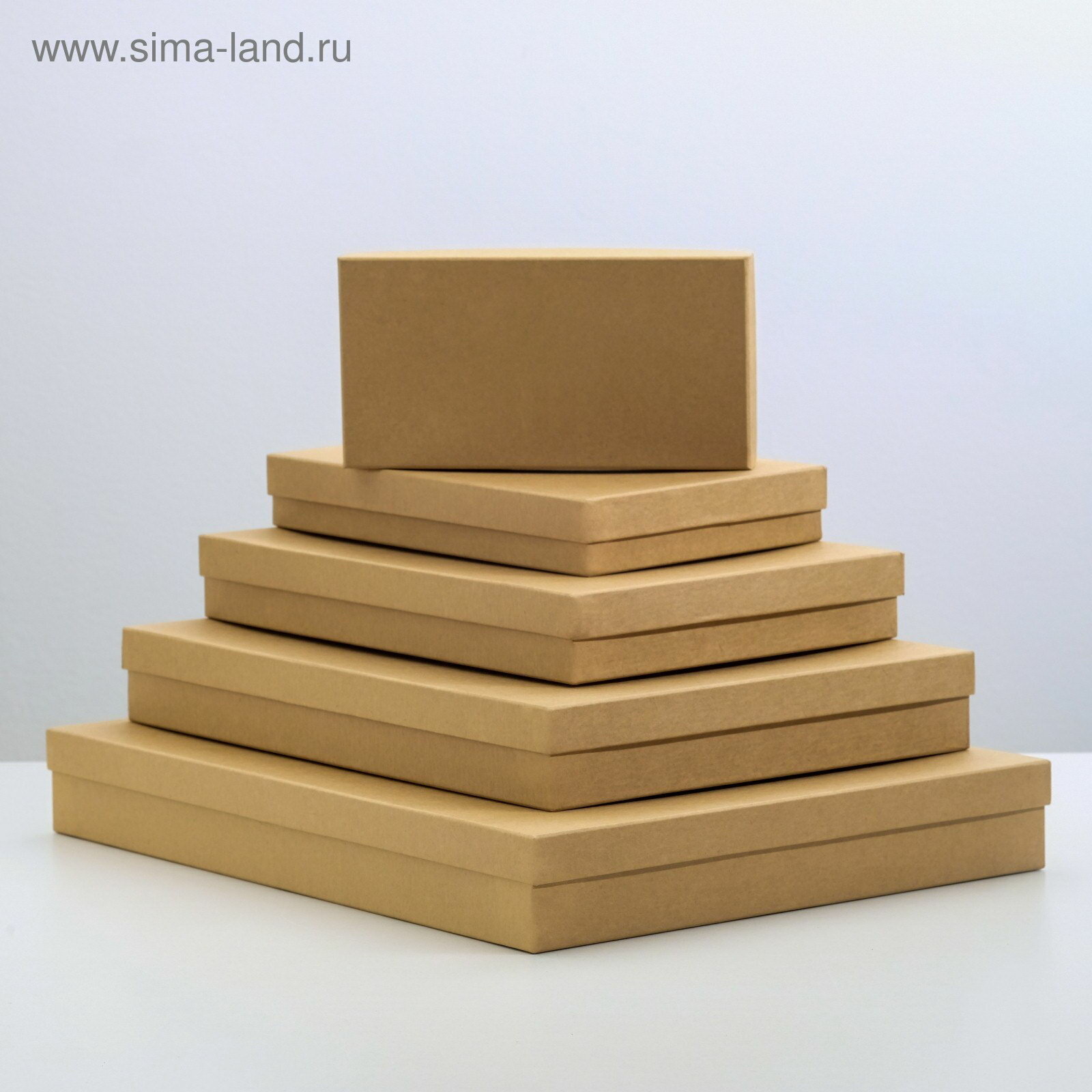 Набор коробок 5в1 "Крафт однотонный", 40x30x5 - 20x10x3 см, форма: прямоугольная