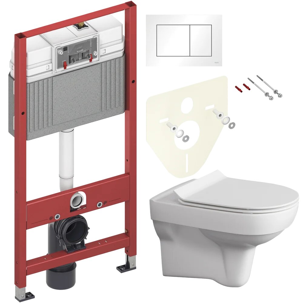 Комплект 2 в 1 Унитаз подвесной Cersanit City S-MZ-CITY-COn-S-DL-w / Инсталляция с кнопкой TECE Base 9400413