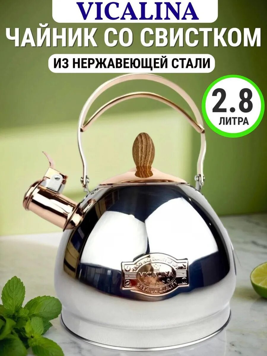 Чайник Vicalina VL-9247 со свистком 2.8 л из нержавеющей стали