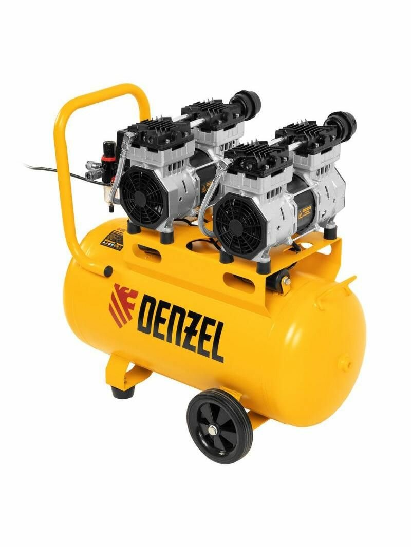 Компрессор безмасляный, малошумный DLS 1500/50, 1500 ВТ, 2x750, 50 л, 260 л/мин, Denzel 58027