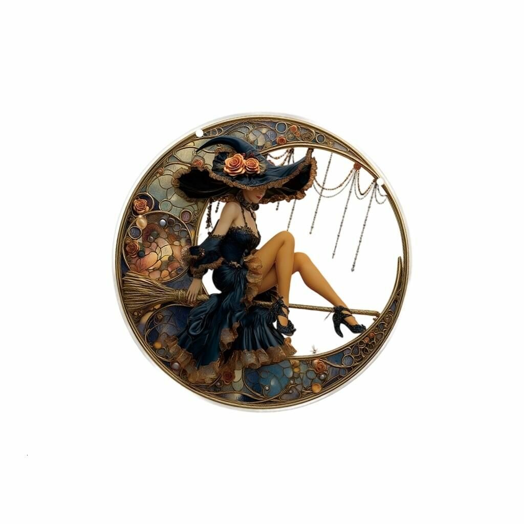 Ведьма верхом на метле в стиле Хэллоуина 3