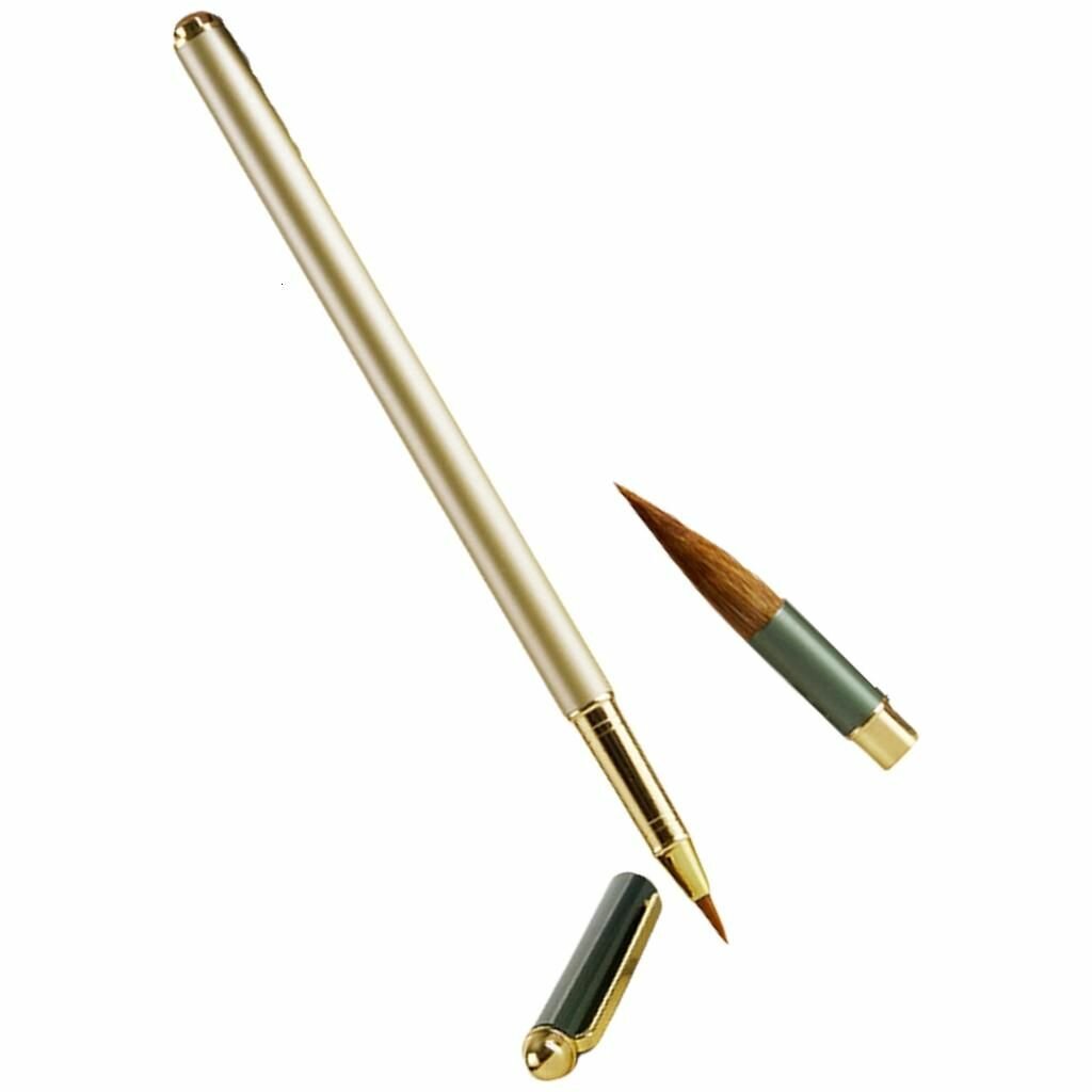 Металлическая кисть для каллиграфии с конвертером чернил и 4 картриджами, Зеленый