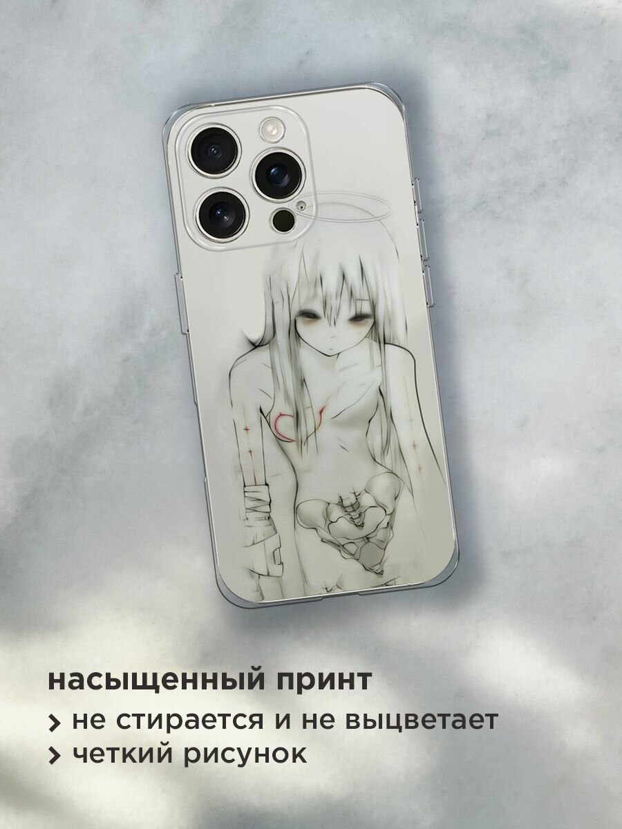 Чехол на Apple iPhone 16 Pro / Айфон 16 Про с принтом "Аниме рисунок чёрно-белый" — фото 1