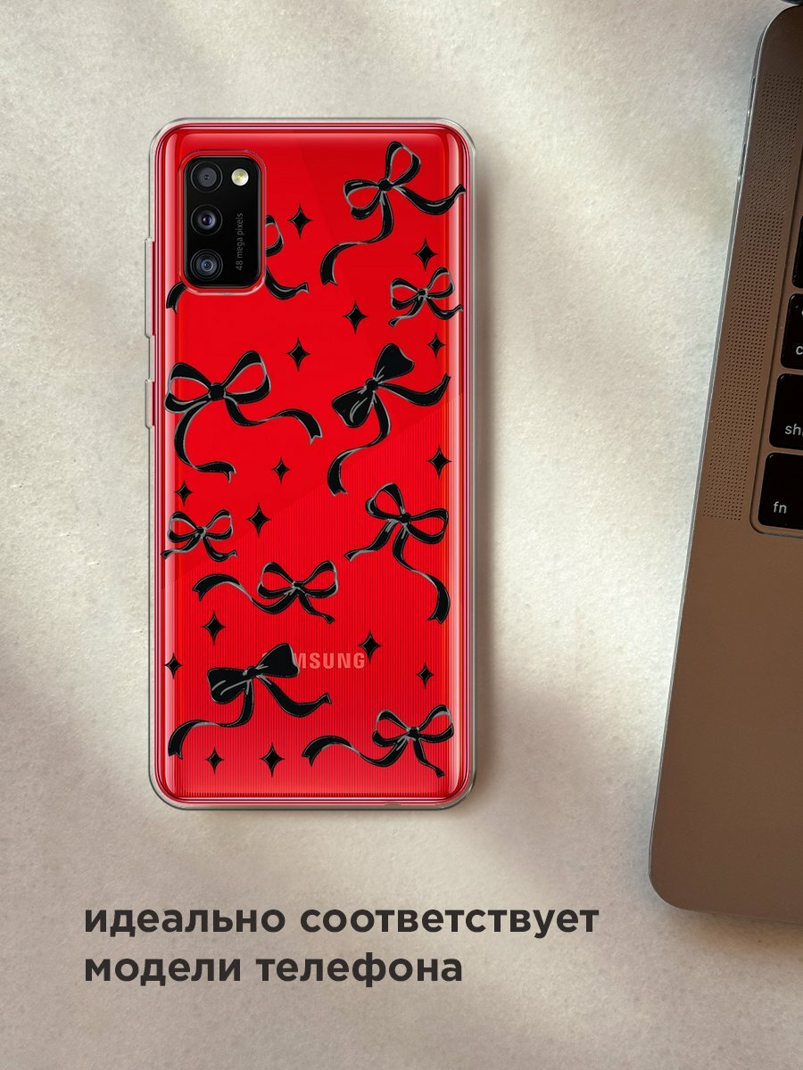 Чехол на Samsung Galaxy A41 / Самсунг Галакси А41 с принтом "Милые чёрные бантики 4" — фото 1