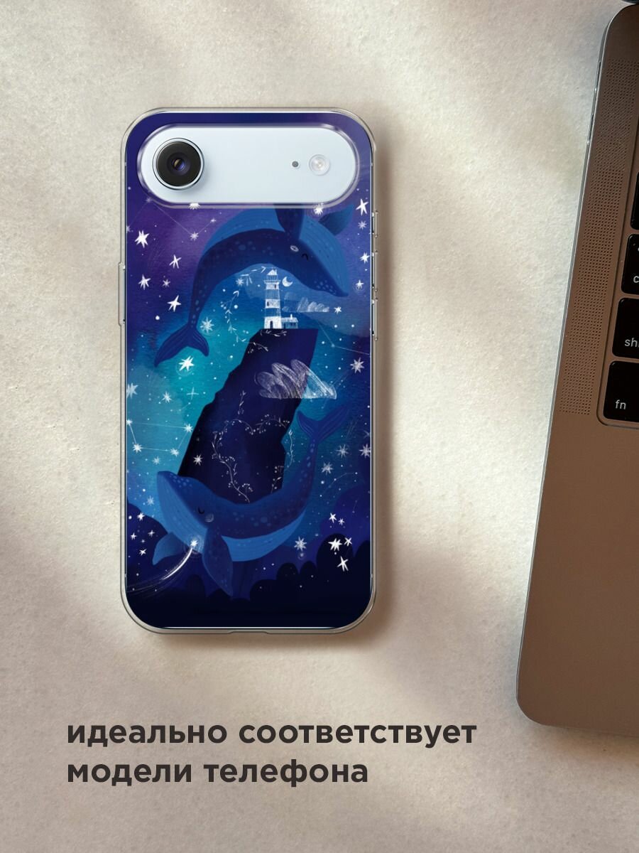 Чехол на Apple iPhone Air / Айфон Айр с принтом "Ночные киты" — фото 1