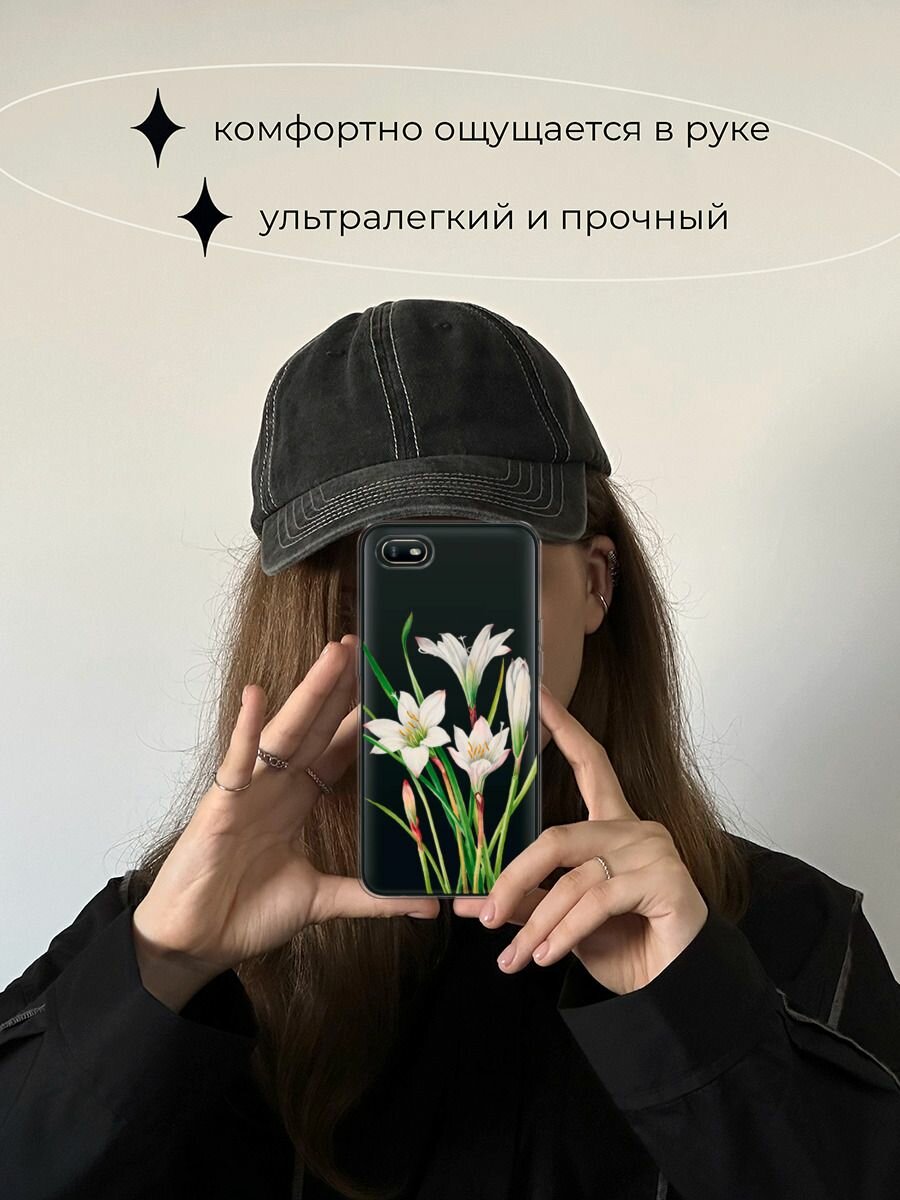 Чехол на Oppo A1k / Оппо А1к с принтом "White lily", прозрачный — фото 1