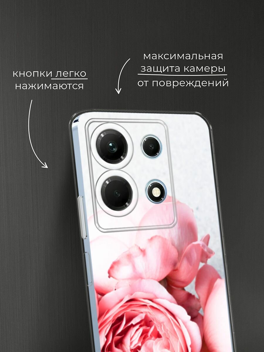 Чехол на Infinix Note 30 4G / Инфиникс Нот 30 4G с принтом "Пионы на белом" — фото 1