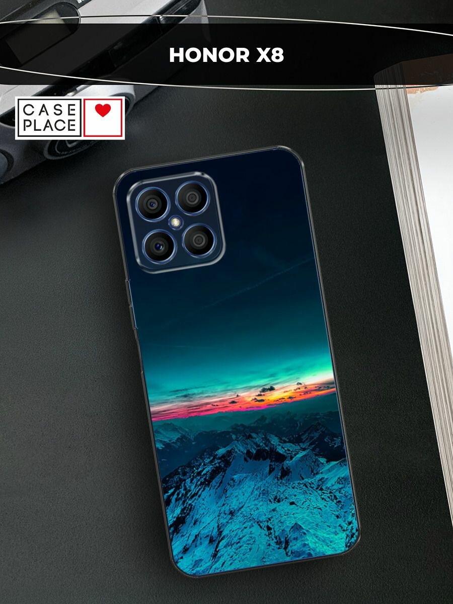 Силиконовый чехол на Honor X8 / Хуавей X8 с принтом "Закат в горах"