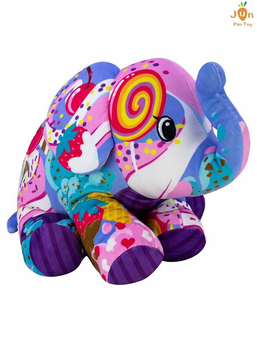 Плюшевые игрушки Pop Art Soft Mammoth Sweetie / Детский игрушечный слоник, внутри которого полно бобов, на внешнем виде изображен конфетный узор, подойдет в качестве подарок на день рождения