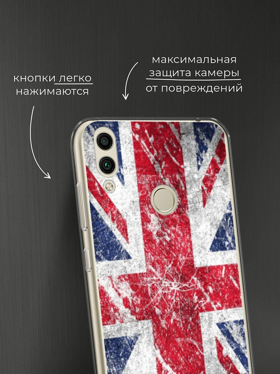 Силиконовый чехол на Honor 8C / Хонор 8С с принтом "Флаг британский" — фото 1
