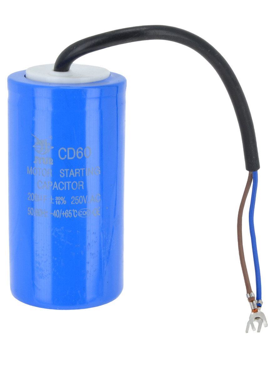 Конденсатор стартовый, 200мкФ, 250В, D42.6, H74 для компрессора ELITECH КПР 100/450/2.2